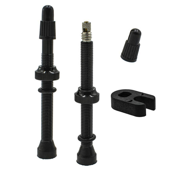 Zawory Presta do systemów bezdętkowych, 60 mm, czarne - 2szt. kluczyk czarny | sklep rowerowy ...