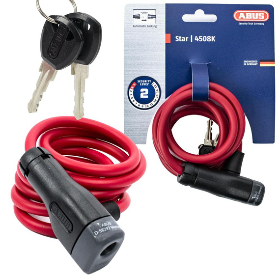 Zapięcie linka Abus Star 4508C, 8 mm x 150 cm, 2 klucze czerwony ...