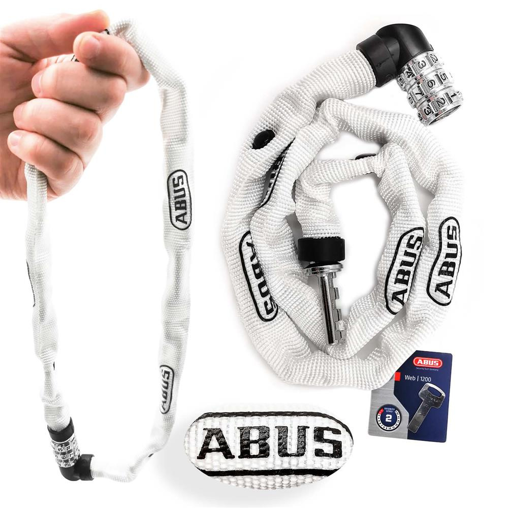Zapięcie ABUS Web 1200 na szyfr, łańcuch 60 cm, białe biały | sklep rowerowy Rowerek.pl