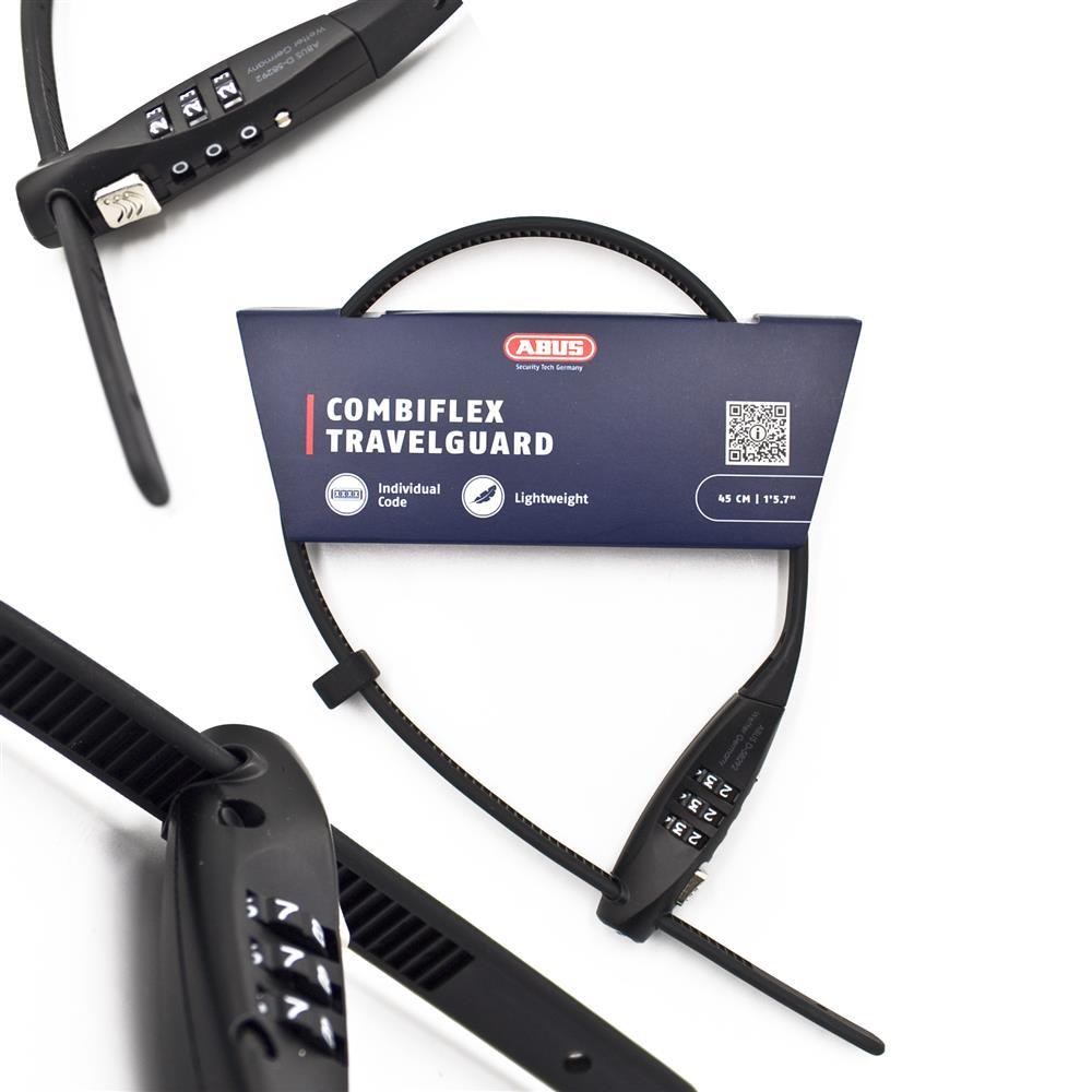 Zapięcie rowerowe Abus Combiflex TRAVELGUARD 45 cm, szyfr, czarne czarny | sklep rowerowy Rowerek.pl