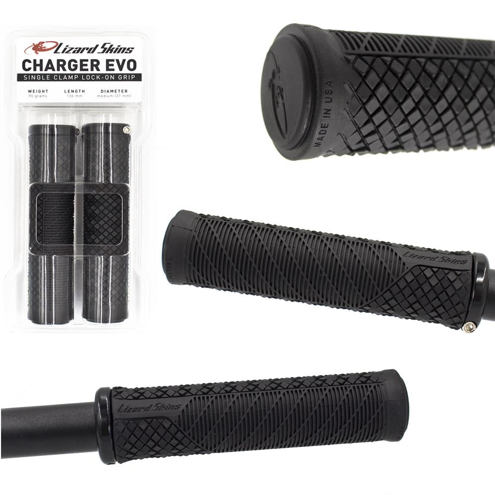 Chwyty Lizard Skins Charger Evo Lock-On 32x136 mm, czarny czarny | sklep rowerowy Rowerek.pl