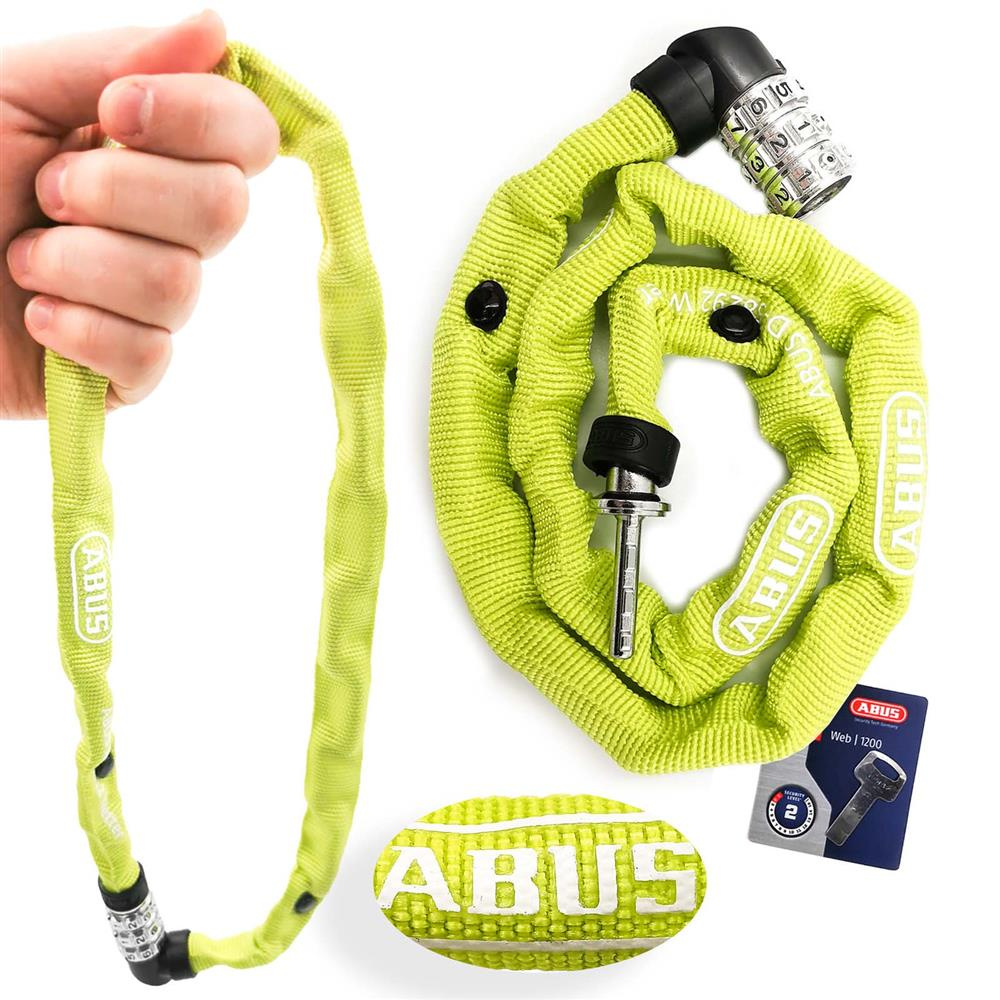 Zapięcie ABUS Web 1200 na szyfr, łańcuch 60 cm, limonkowe. limonkowy | sklep rowerowy Rowerek.pl