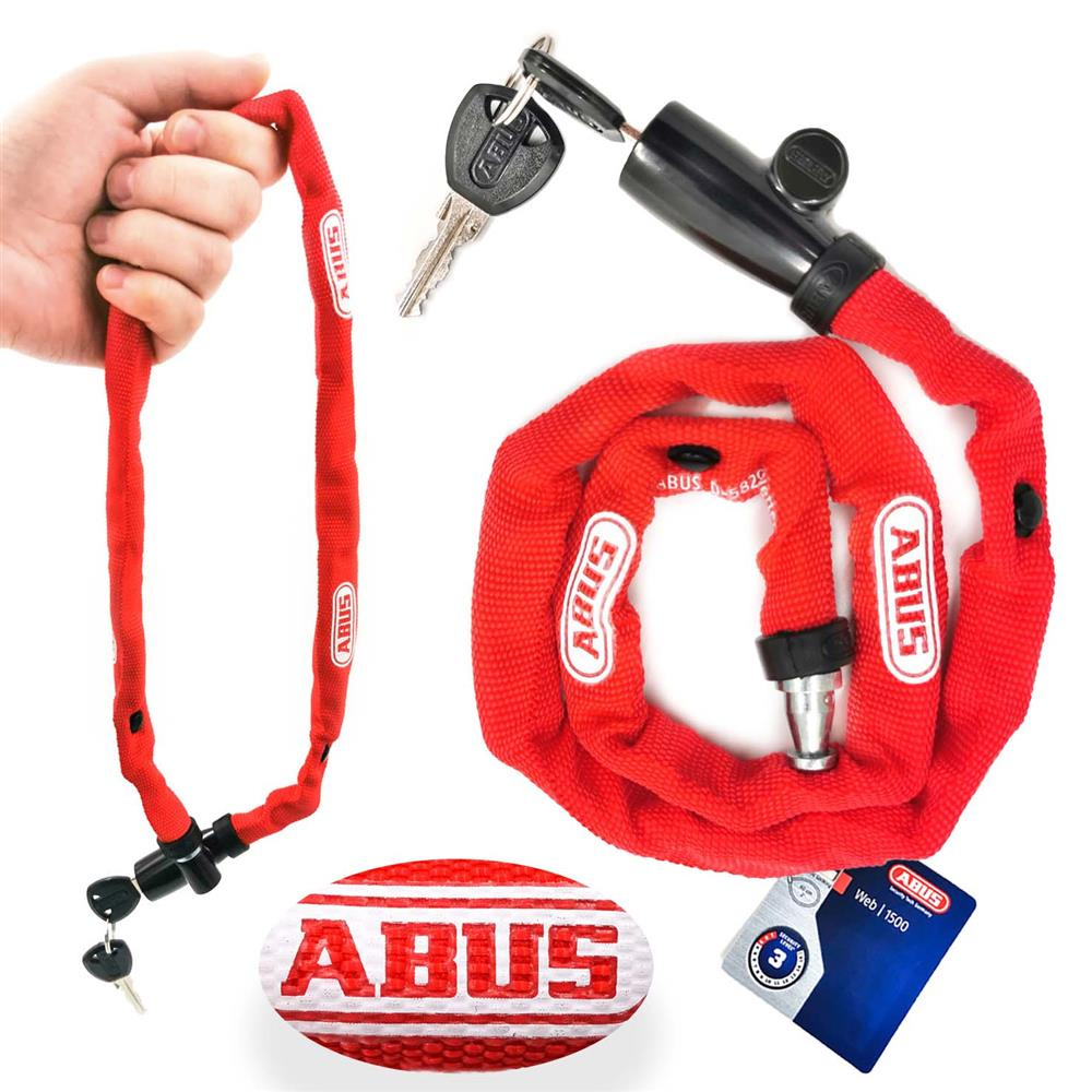 Zapięcie ABUS Web 1500 na klucz, łańcuch 60 cm, czerwone czerwony | sklep rowerowy Rowerek.pl